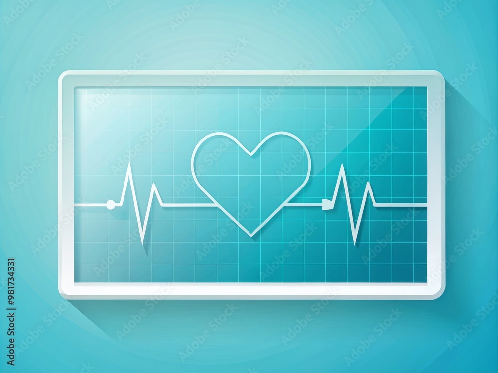 A modern ECG user interface with a flat design and a soft focus pastel ...