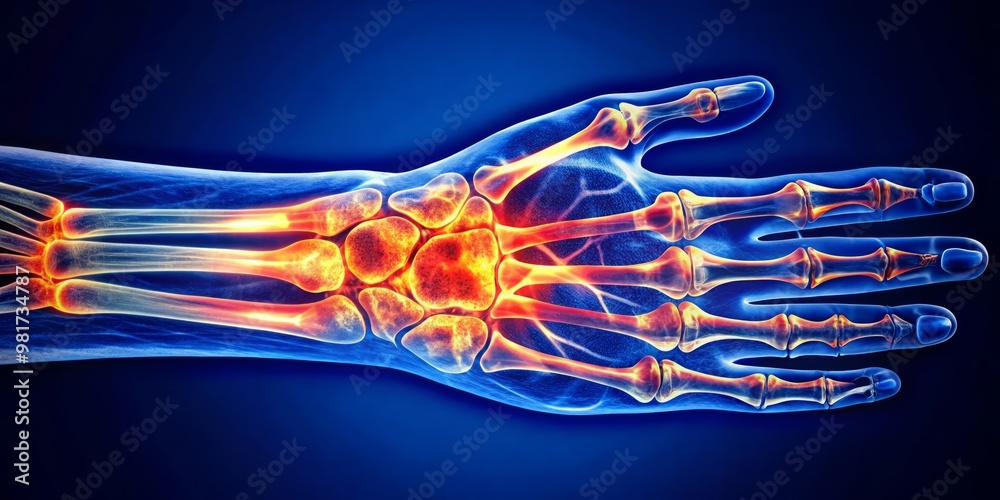 A precise and detailed cross-sectional MRI scan of a human wrist ...