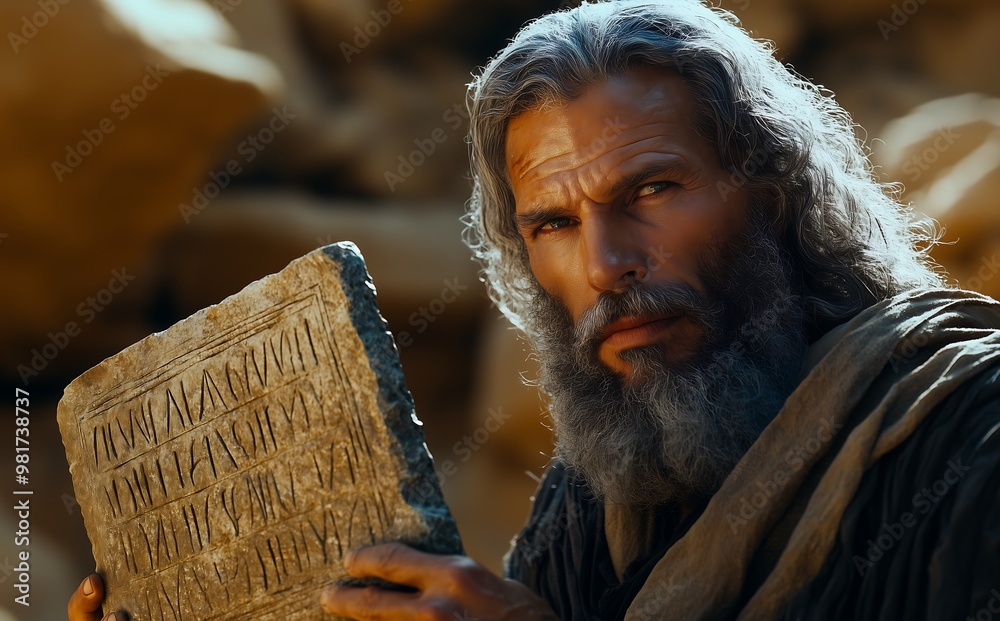 Moses and the tablets of the ten commandments, the law of God, after ...