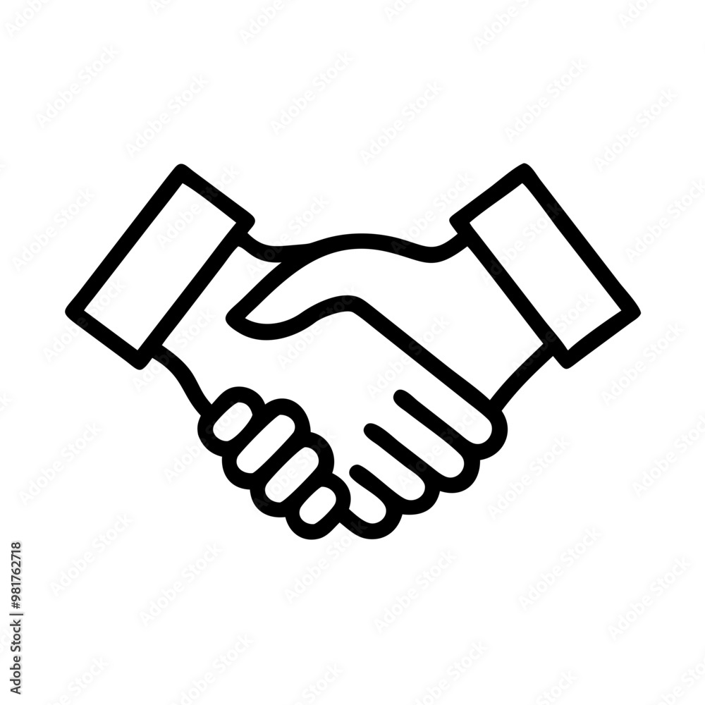 Handshake icon in black outline, business agreement concept Stock ...