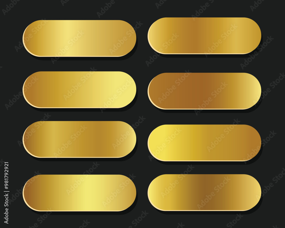 Gold texture gradient background big vector set. Metallic design for ...