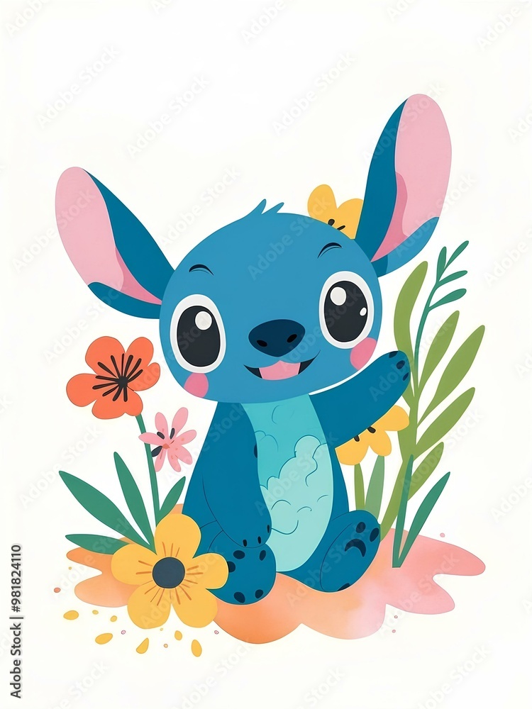 Watercolor Stitch Splash, Stitch Floral and Butterflies Watercolor ...