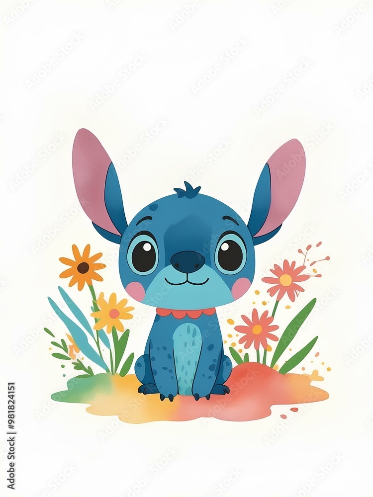 Watercolor Stitch Splash, Stitch Floral and Butterflies Watercolor ...