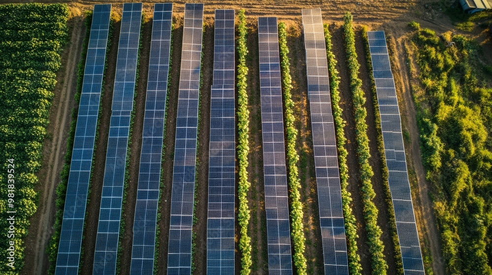 28. Agrivoltaic canopy setup in a French farm, with rows of crops ...