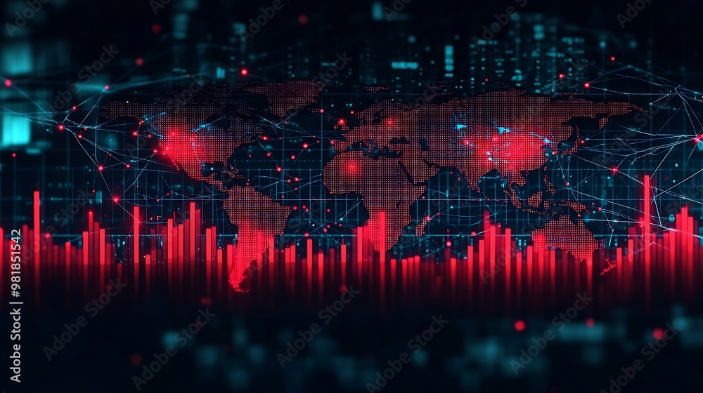 Ilustración de Stock Plummeting red candlesticks on a stock market ...