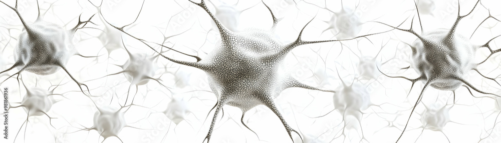 Cartoon Style Tiles of Interconnected Brain Neurons on White Background ...