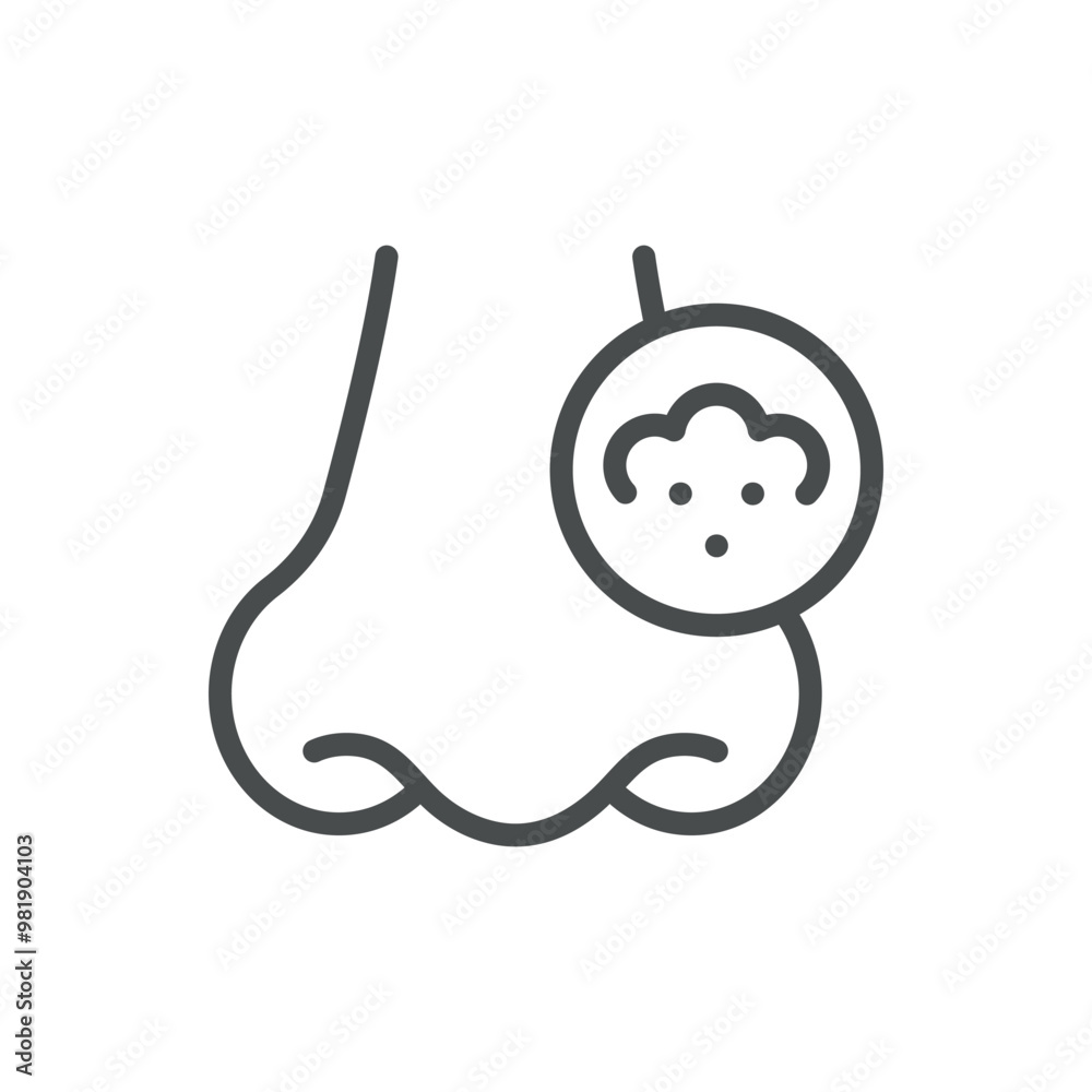 Nasal Fungal Infection Icon. Thin Line Illustration of Nose with Fungal ...