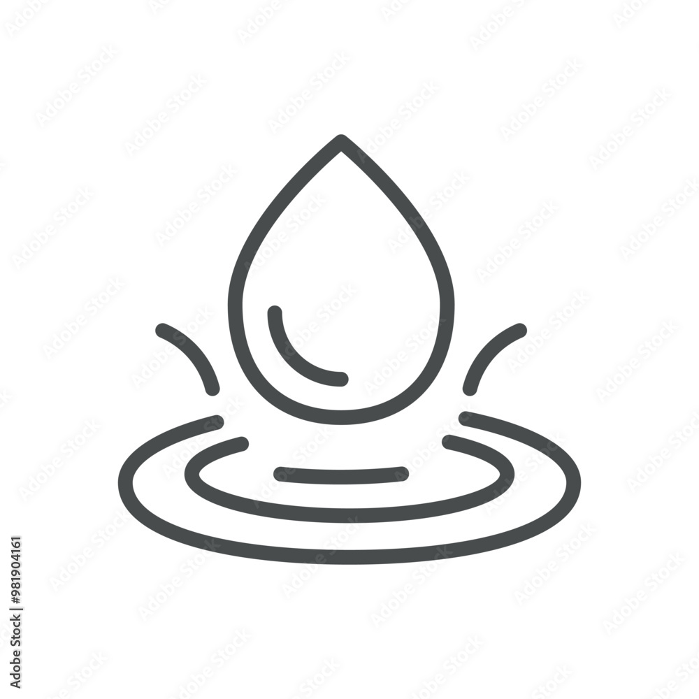 Water Element Icon. Thin Line Illustration of Water Drop with Ripple ...