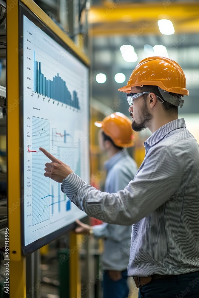 Workers Set Up A Visual Management Board In The Production Area. They ...