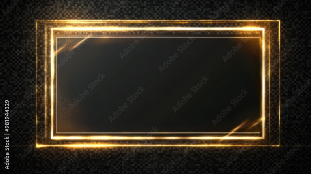Double line rectangle golden frame. isolated on transparent background ...