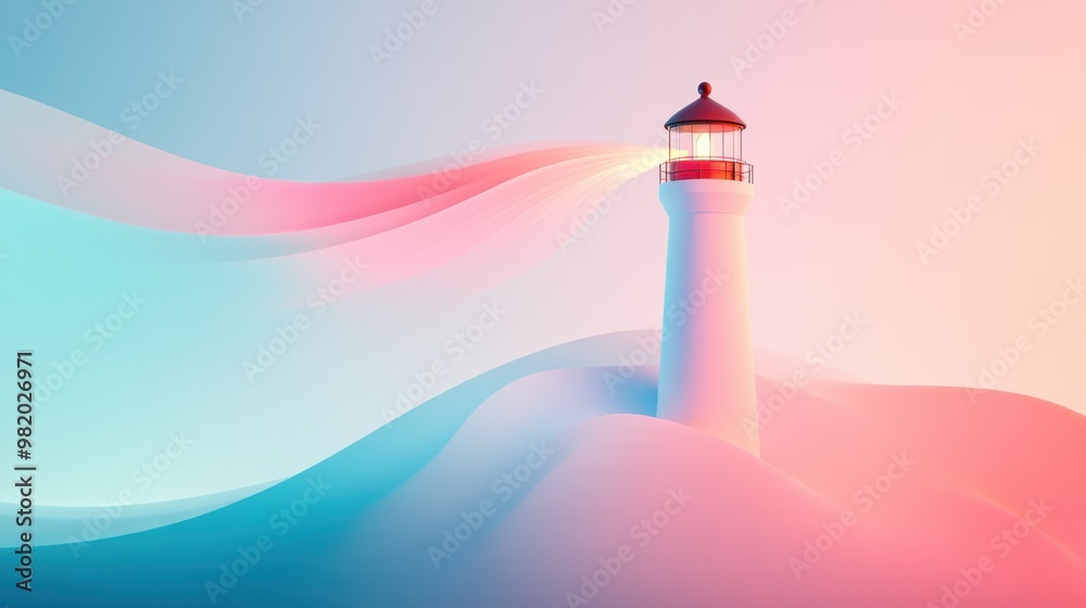 Ilustración de Stock An abstract representation of a lighthouse, with ...
