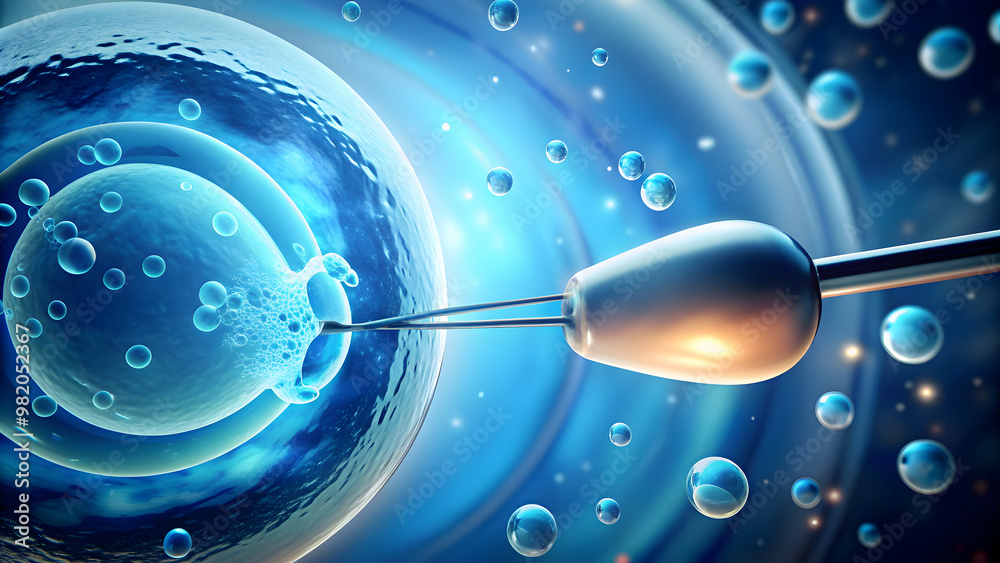 Artistic representation of IVF treatment showing fertilization process ...
