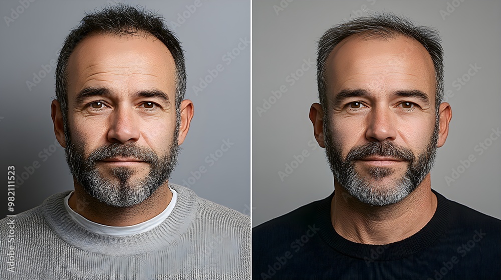 Hair restoration testimonial with side-by-side photos, showing a ...