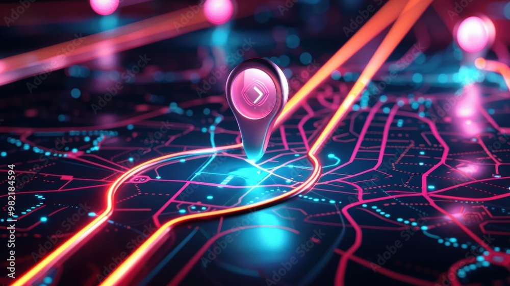 A futuristic illustration of a route map showcasing augmented reality ...