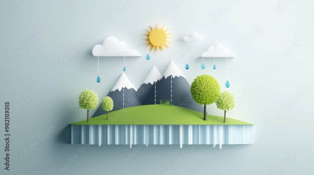 Diagram explaining the water cycle, showing the different stages of ...