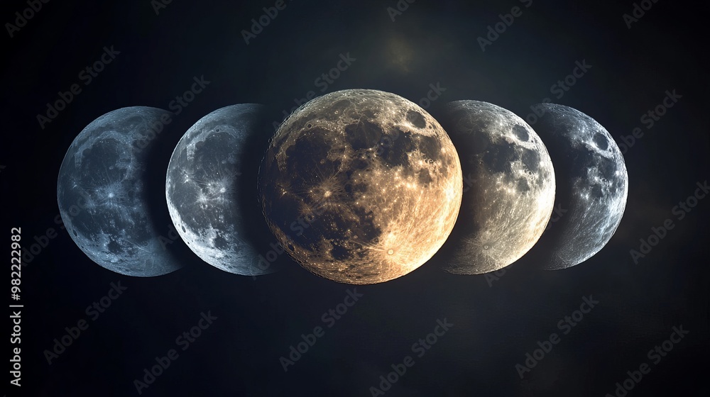 An image capturing all the moon phases taken over the course of two ...