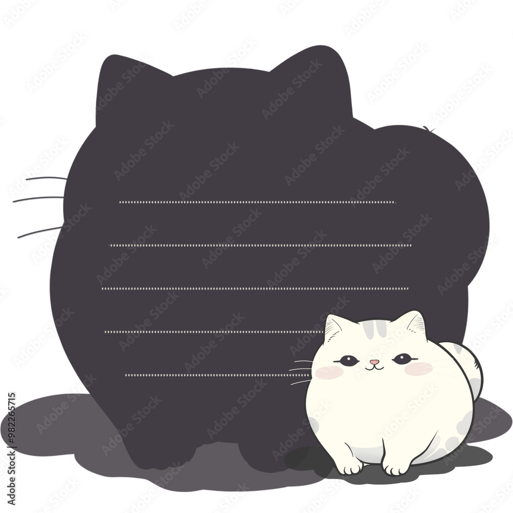 Cute Cat Memo page template,sticker note,Kawaii cat illustration ...