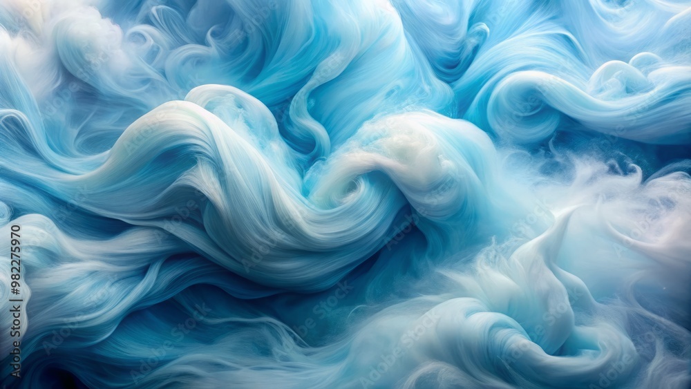 Swirling clouds of misty blue paint, gentle wisps of stroke-like ...