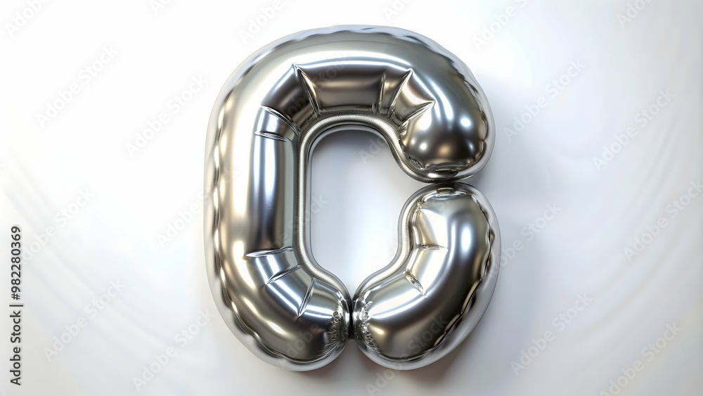 Glossy metallic silver font resembling liquid metal with an inflated ...