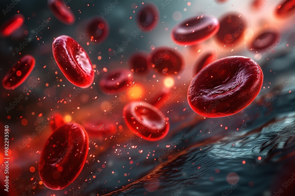 Blood cell red 3d background vein flow platelet wave cancer medicine ...