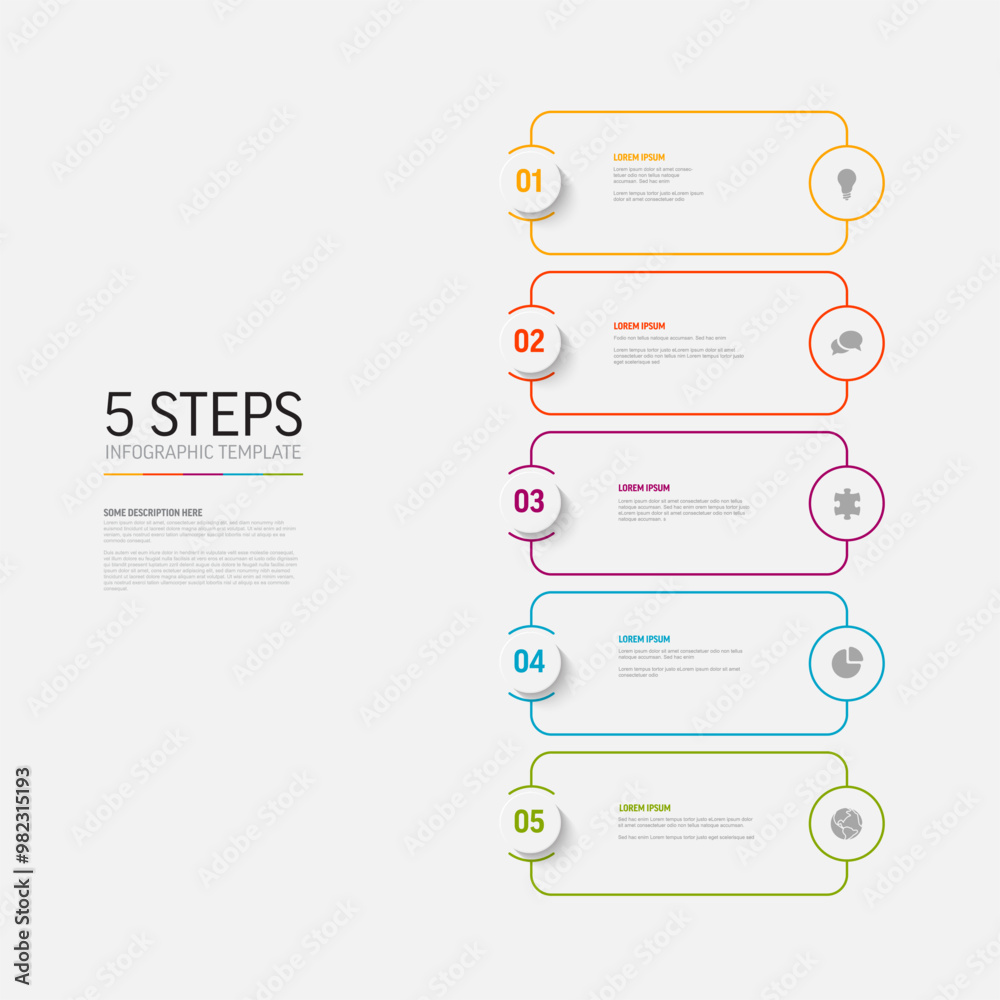 Vector light Infographic template with white rounded cards colorful ...