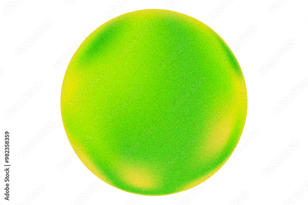 Vintage glowing circle with grain texture, 3d fresh green sphere or ...