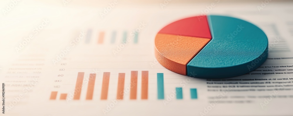 Strategic business plan with a pie chart and bar graphs, concept of ...