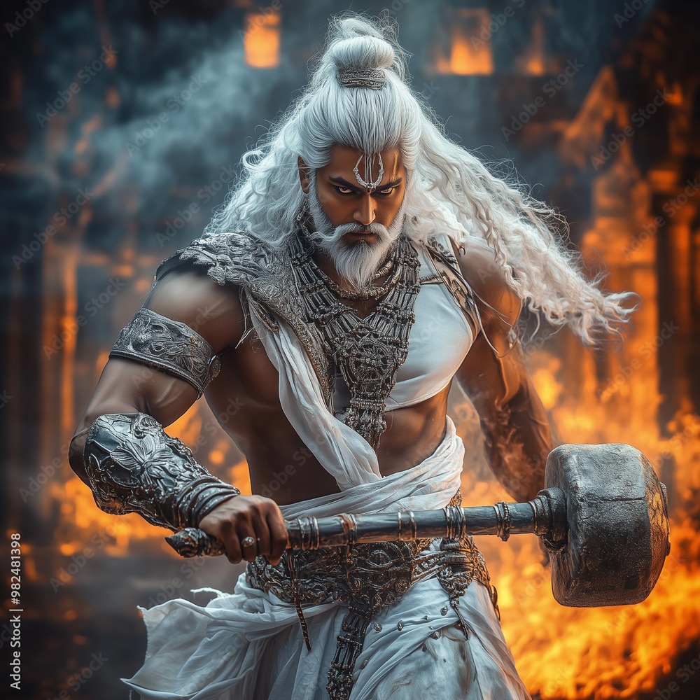 Bhimasena or Bima is wearing armor and holding giant mace prominent ...