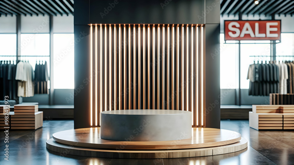 3D Minimalist Podium with Barcode and Sale Sign - Ideal for Retail ...