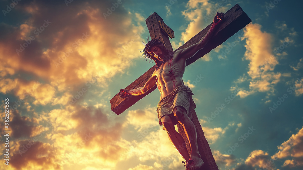 Powerful and poignant image of Jesus Christ on the cross, conveying ...