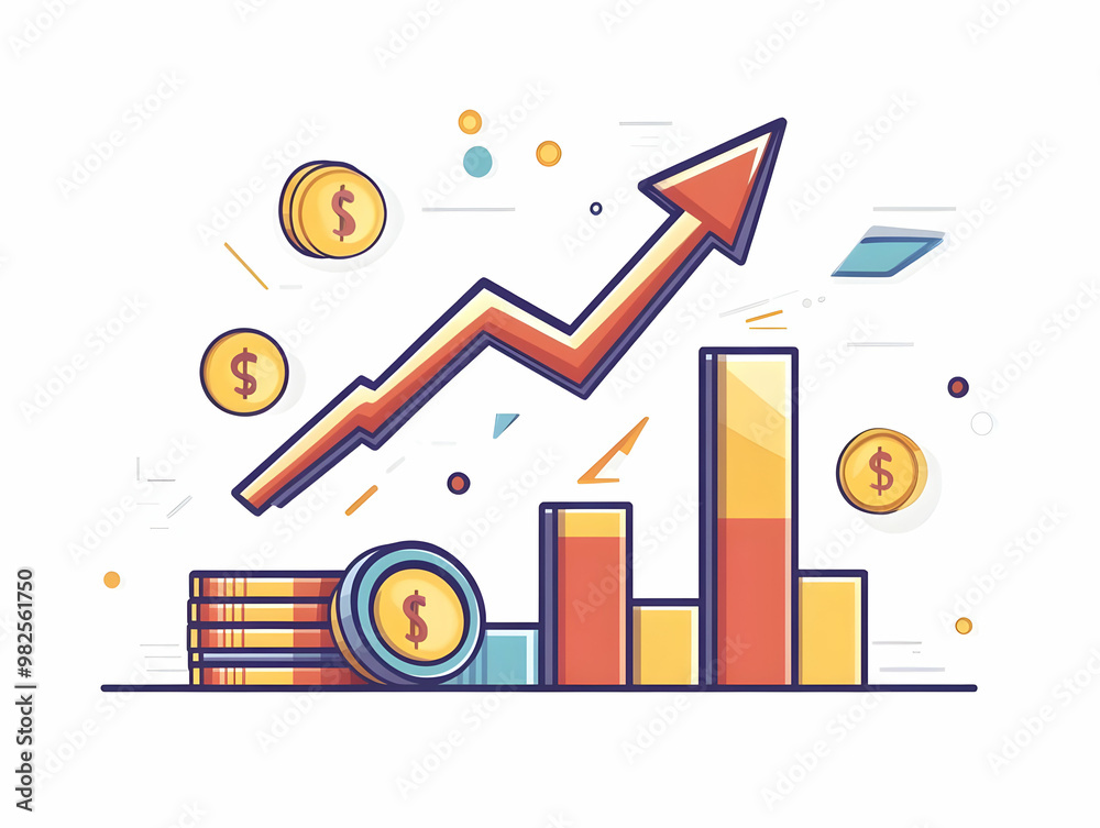 Dynamic Vector Illustration of Flat Isolated Profit Chart with Upward ...