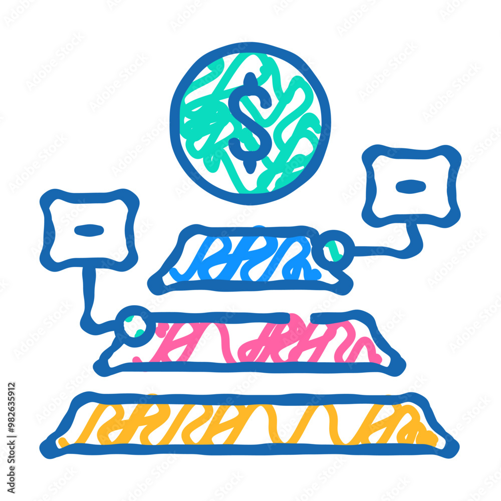 maslow pyramid doodle icon sketch vector. maslow pyramid sign. isolated ...