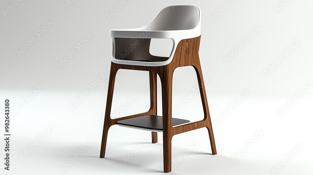Stylish and modern high chair with wooden legs and minimalist design ...