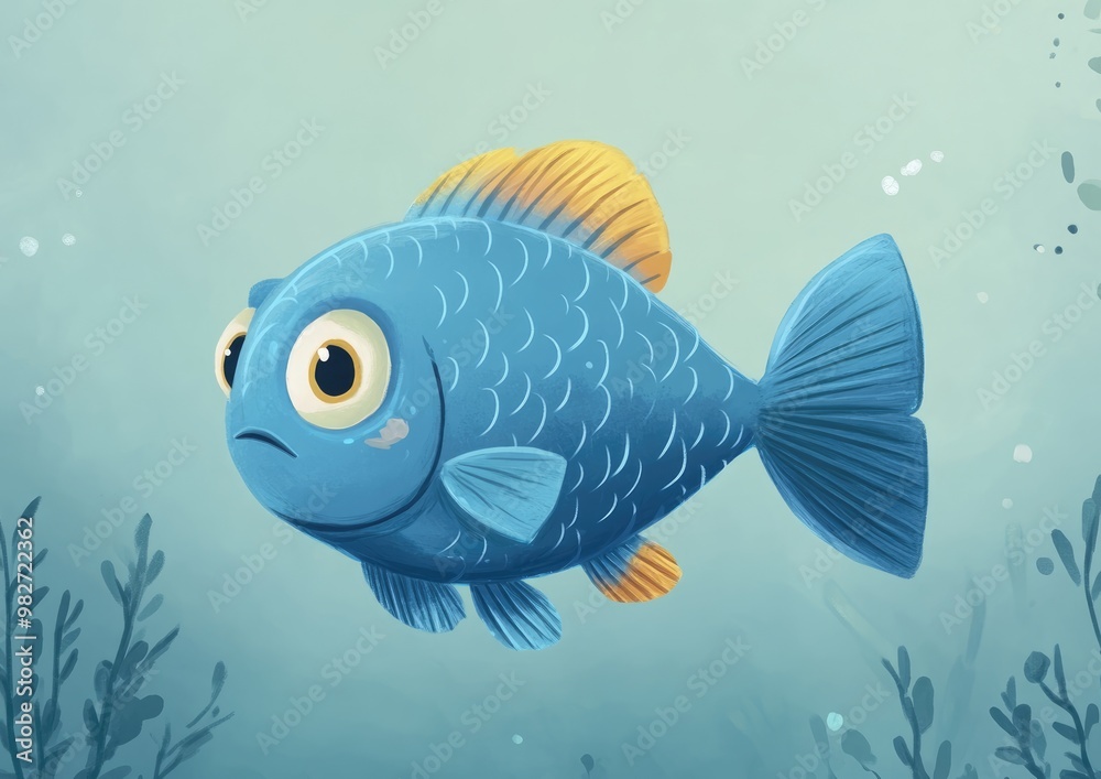 2D cartoon illustration of a fish Stock Illustration | Adobe Stock