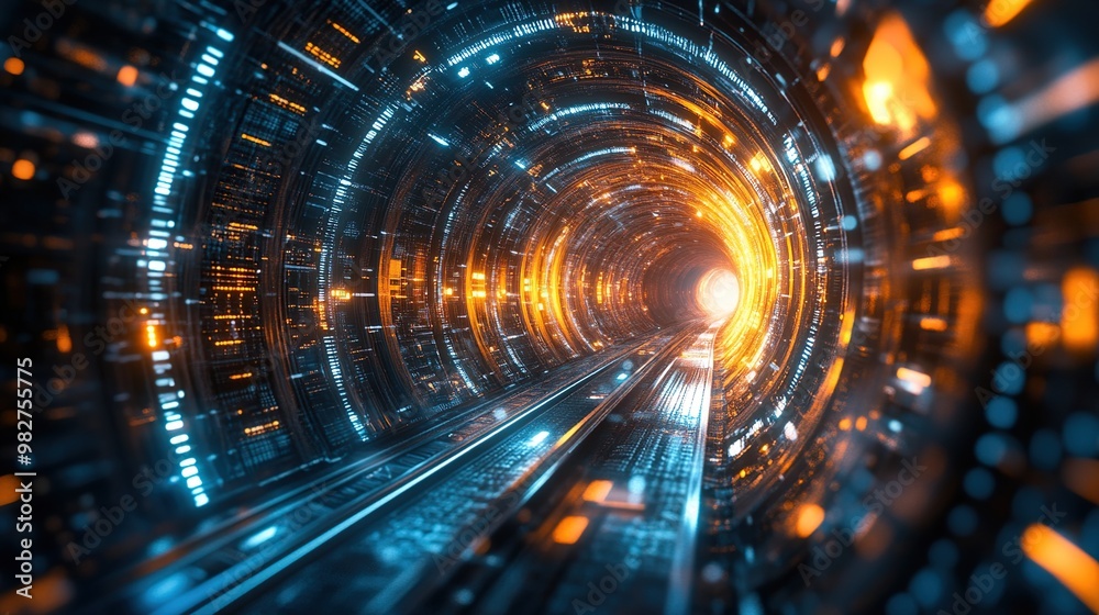 Digital Tunnel: A Futuristic Passage. Concept Of Next Generation ...