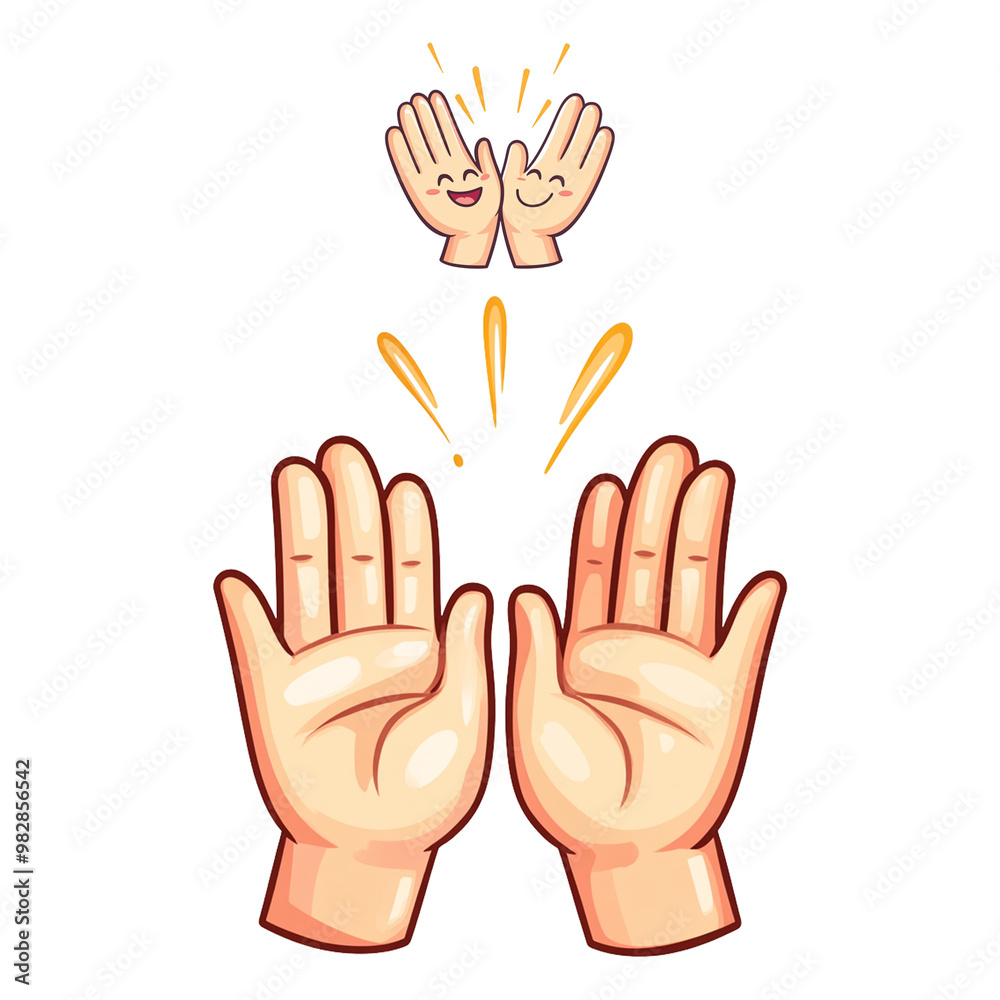 Clapping Hands Emoji cartoon vector illustration clipart white ...