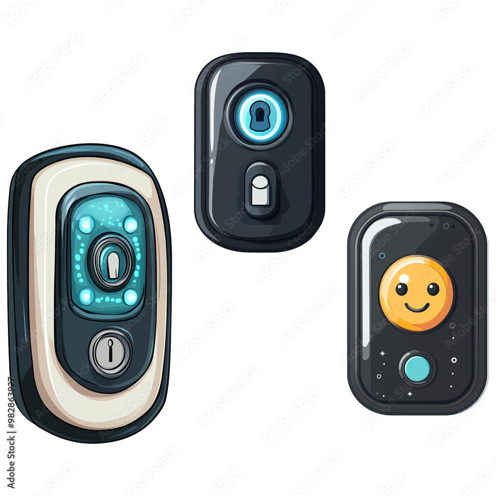 Smart Lock cartoon vector illustration clipart white background Stock ...