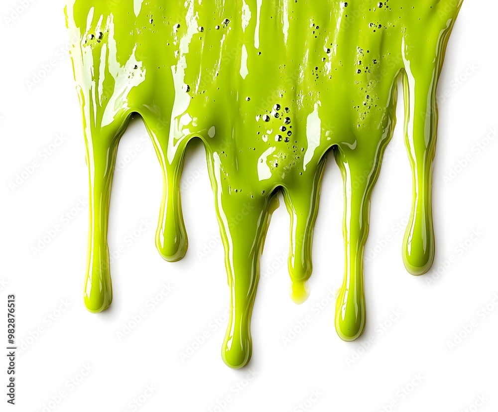 Bright Green Slime Dripping Isolated on White Background – Perfect for ...