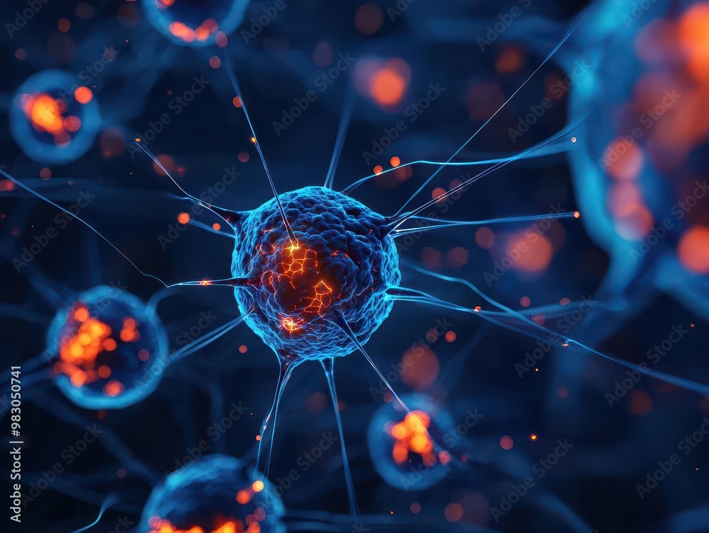 Lymphatic vessel with circulating cancer cells, digital visualization ...