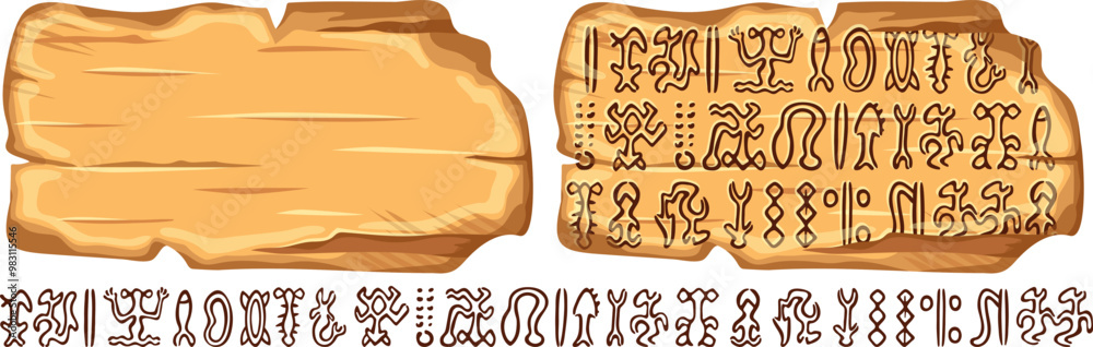 Undeciphered gryph Rongorongo on Easter island or Rapa Nui. Isolated ...