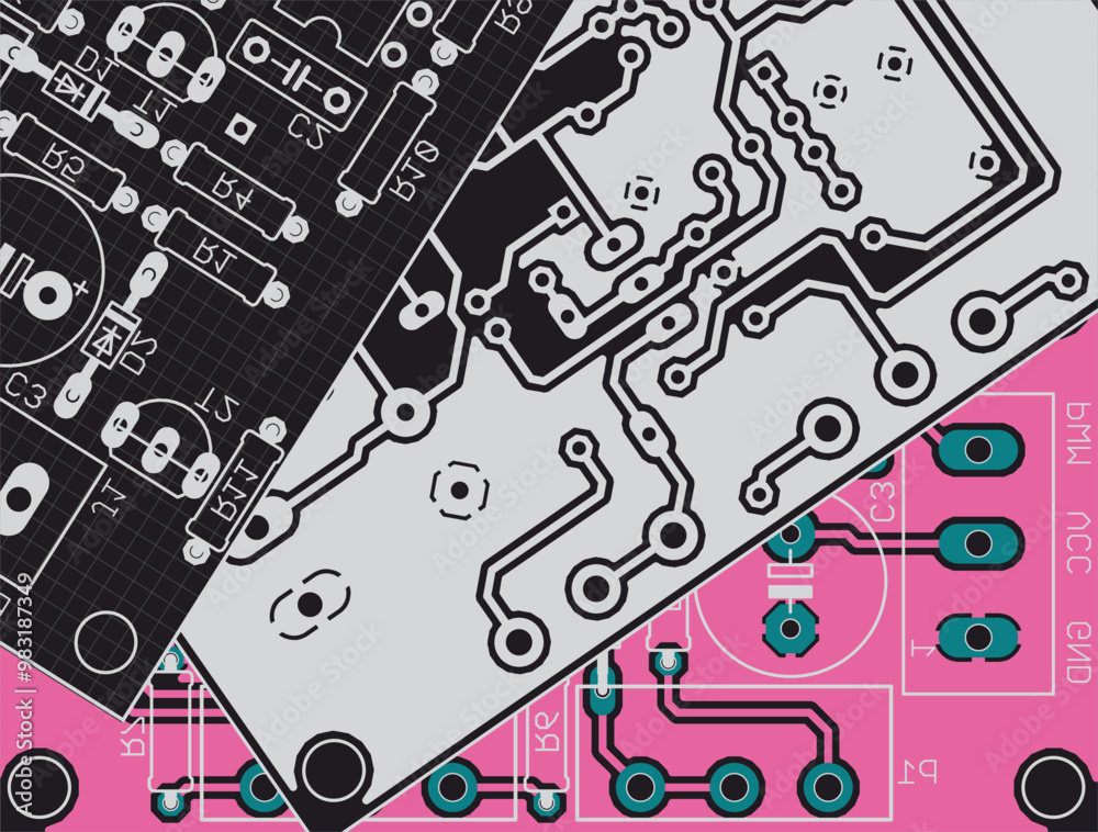 Electric background. Vector pcb pattern. Printed circuit board of ...