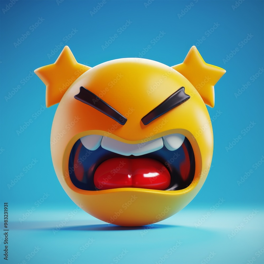 UI HUD 3D game icons of angry face rage anger cartoony stylized simple ...