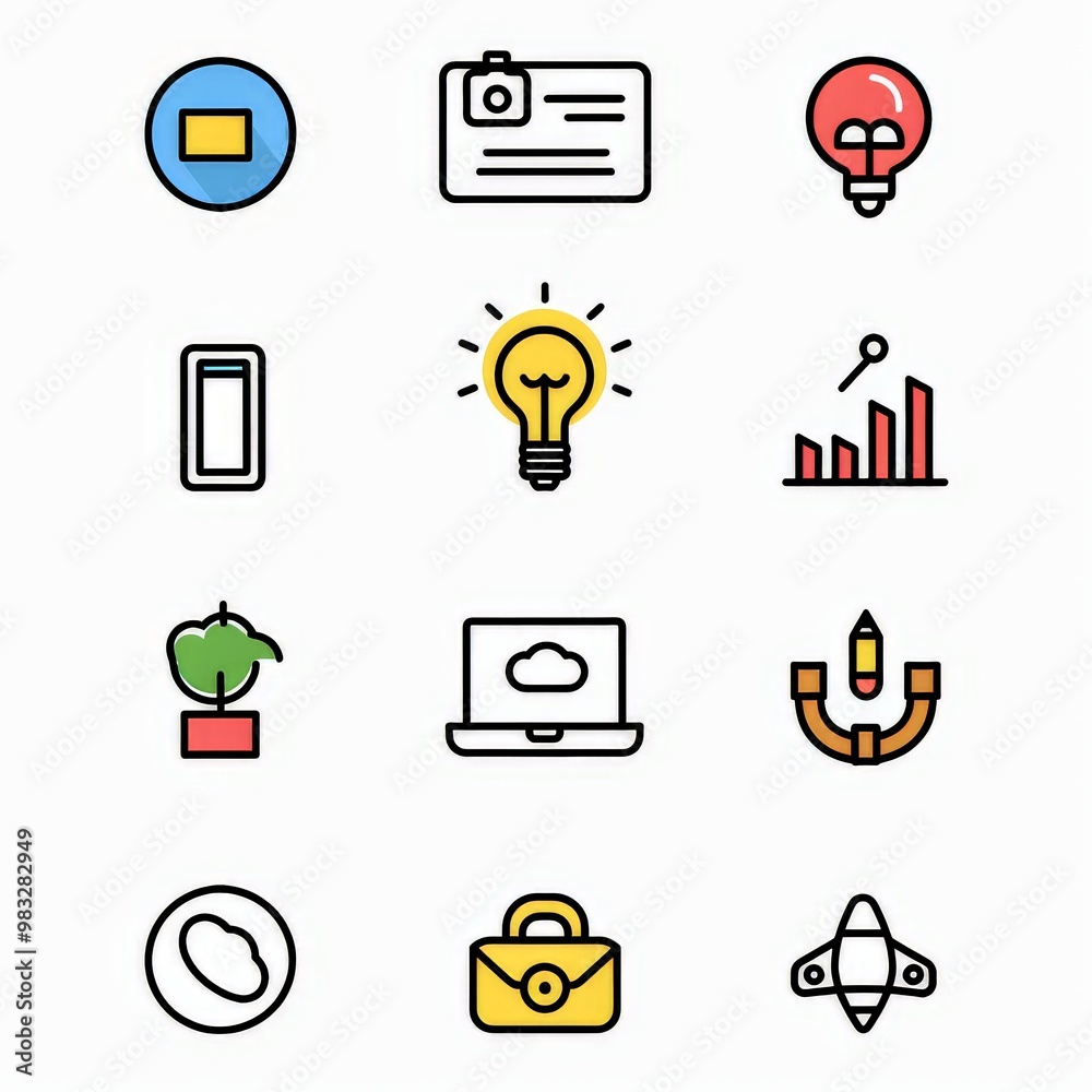 Professional And Minimalist Icons, Startups, Lineal color, line art ...