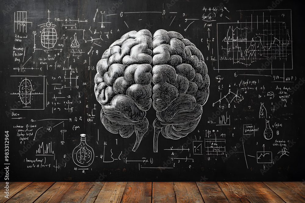 Psychology Background With Illustrated Brain and Mind Symbols in White ...