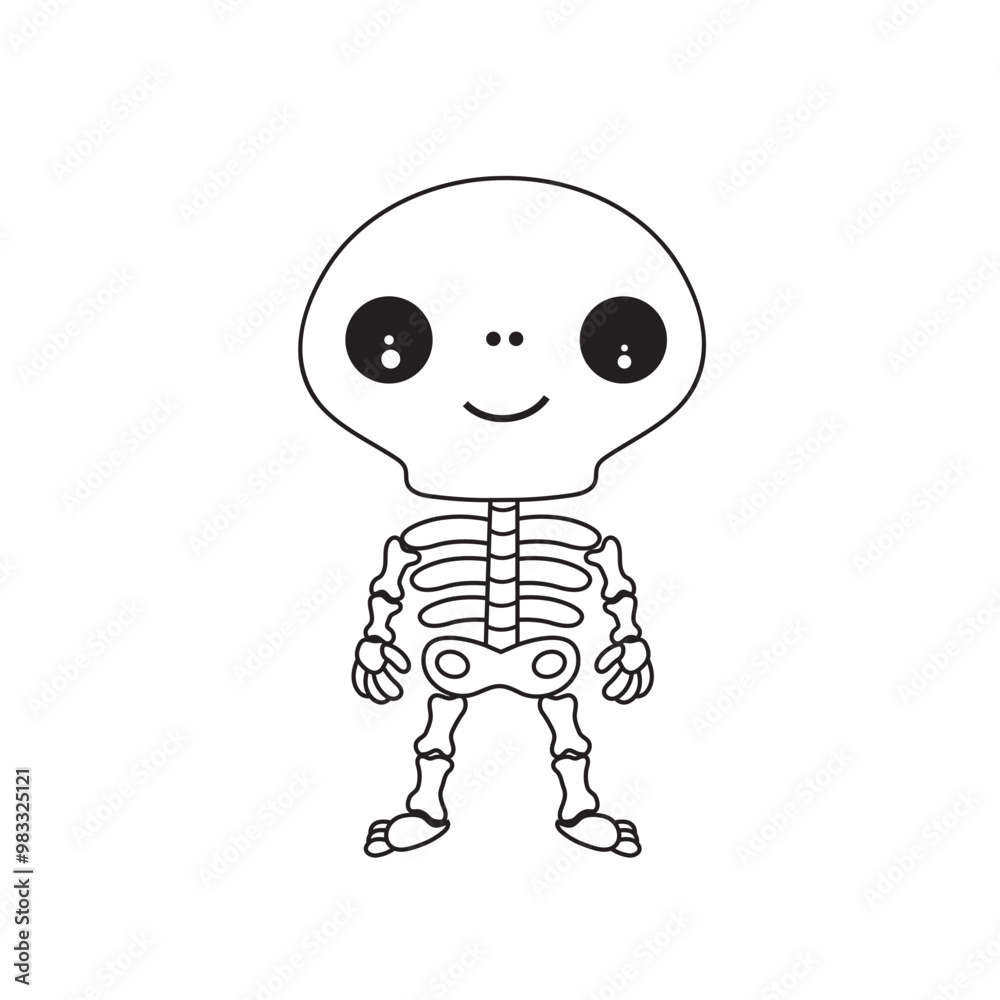 Cute cartoon illustration of a skeleton Stock Vector | Adobe Stock