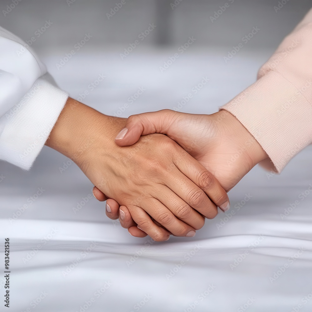 Hands of a breast cancer patient and a loved one holding tightly during ...
