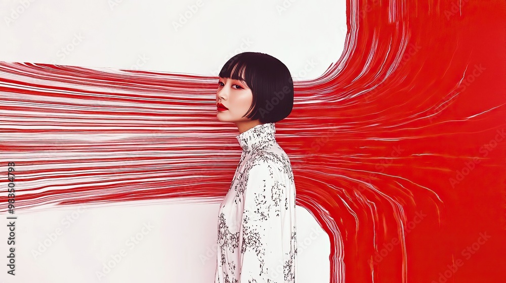 Digital woman face for AI technology concept. Glitched and corrupted ...