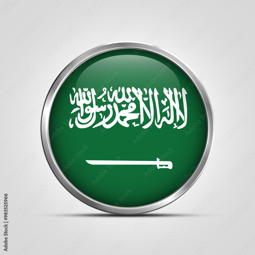 silver plate with glossy flag. Saudi Arabia flag stamp. made in stamp ...
