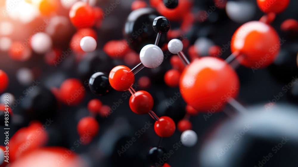 3D visualization of carbon dioxide molecules in the air interacting ...