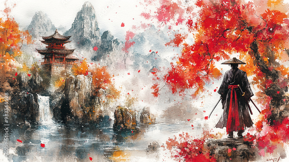 Samurai, sumi-e, ink painting, Japanese painting, Edo period, Meiji ...